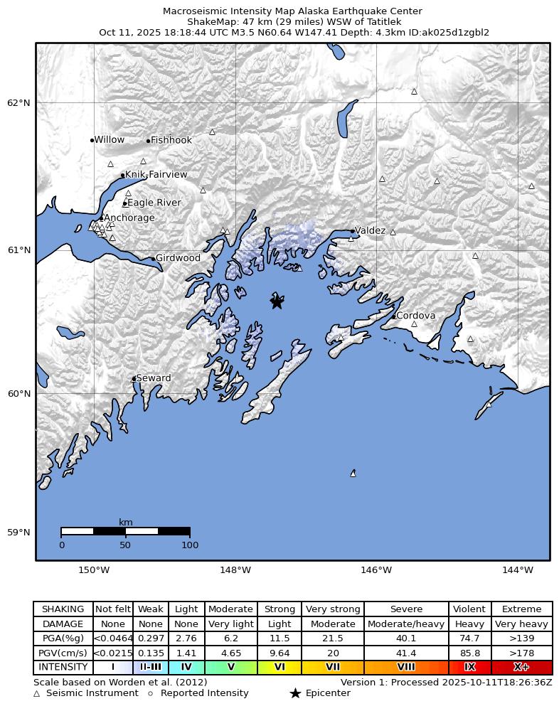 Tatitlek M3.5 | Alaska Earthquake Center