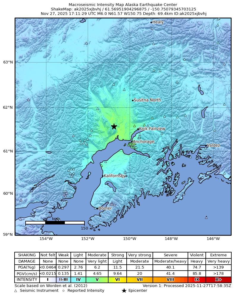 Willow M6.0 | Alaska Earthquake Center